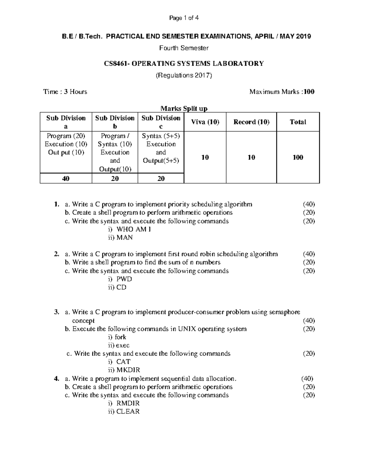 CS8461-Set2 qp - B / B. PRACTICAL END SEMESTER EXAMINATIONS, APRIL ...