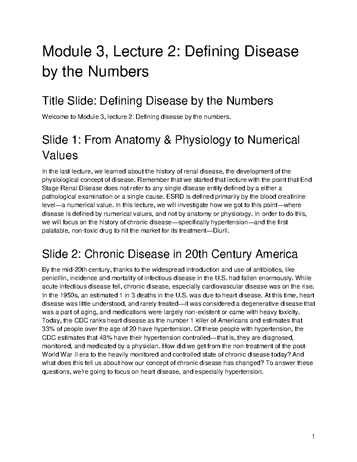 Module 3 Lecture 2 Defining Disease By The Numbers Module 3 Lecture 2 Defining Disease By