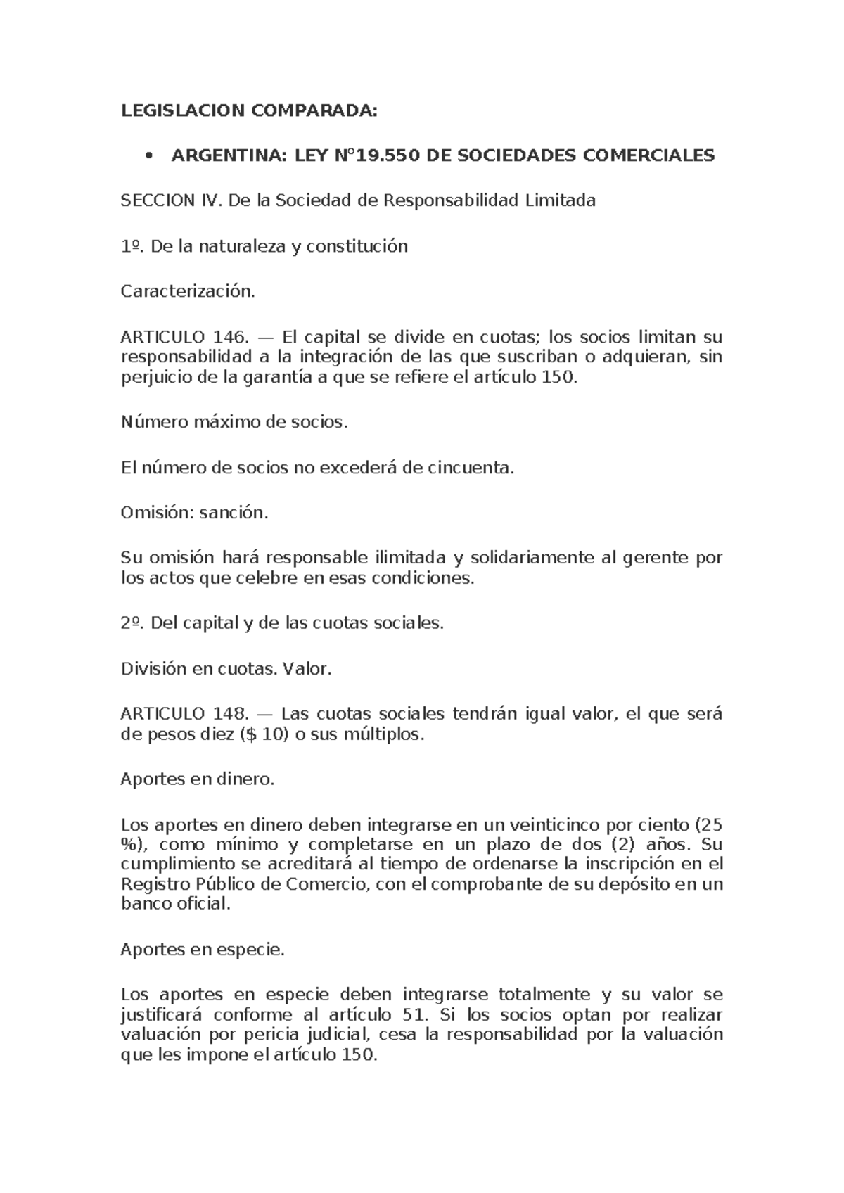Legislacion Comparada CON Argentina, Chile Y PERU - LEGISLACION ...