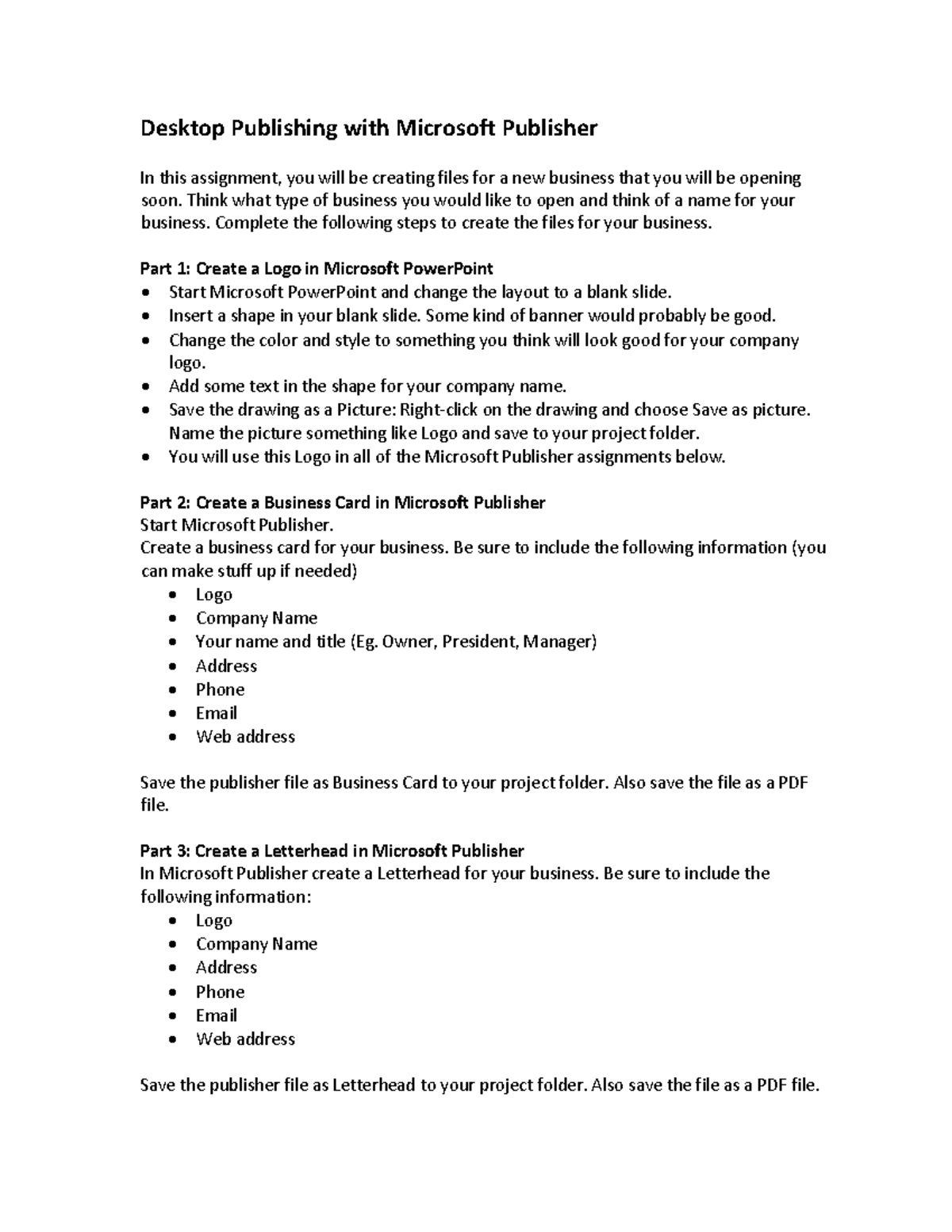 Publisher Lab Instructions - Desktop Publishing with Microsoft ...