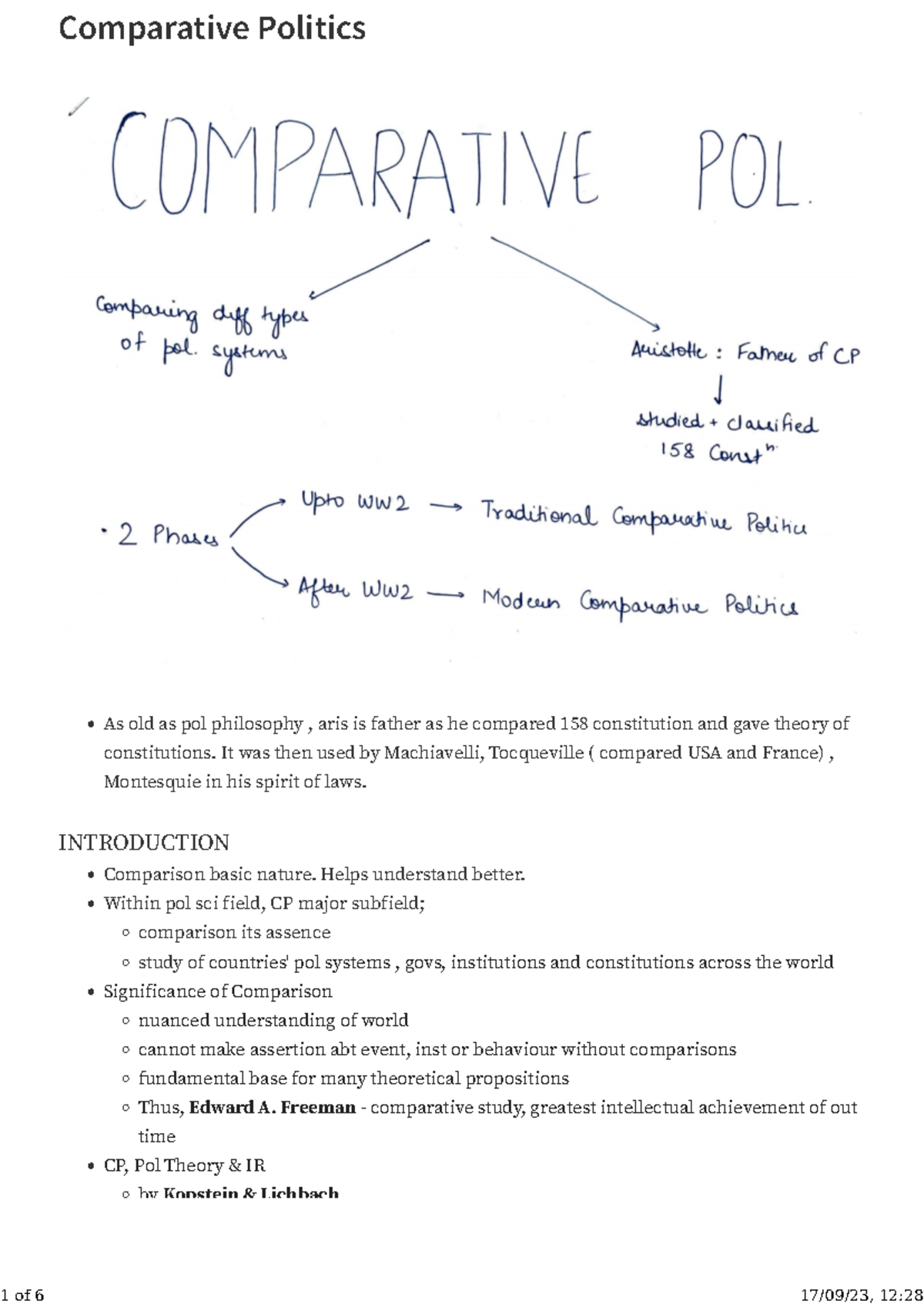 Macpa Unit1 Comparing politics - Comparative Politics INTRODUCTION As ...