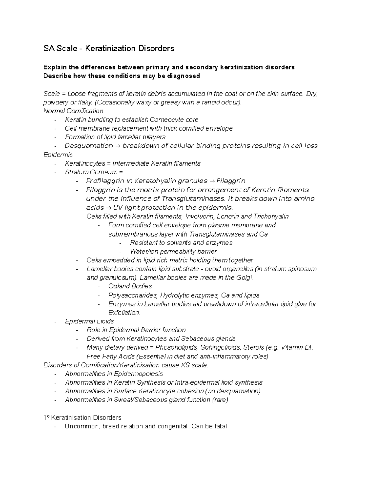 7. SA Scale - Keratinization Disorders - SA Scale - Keratinization ...