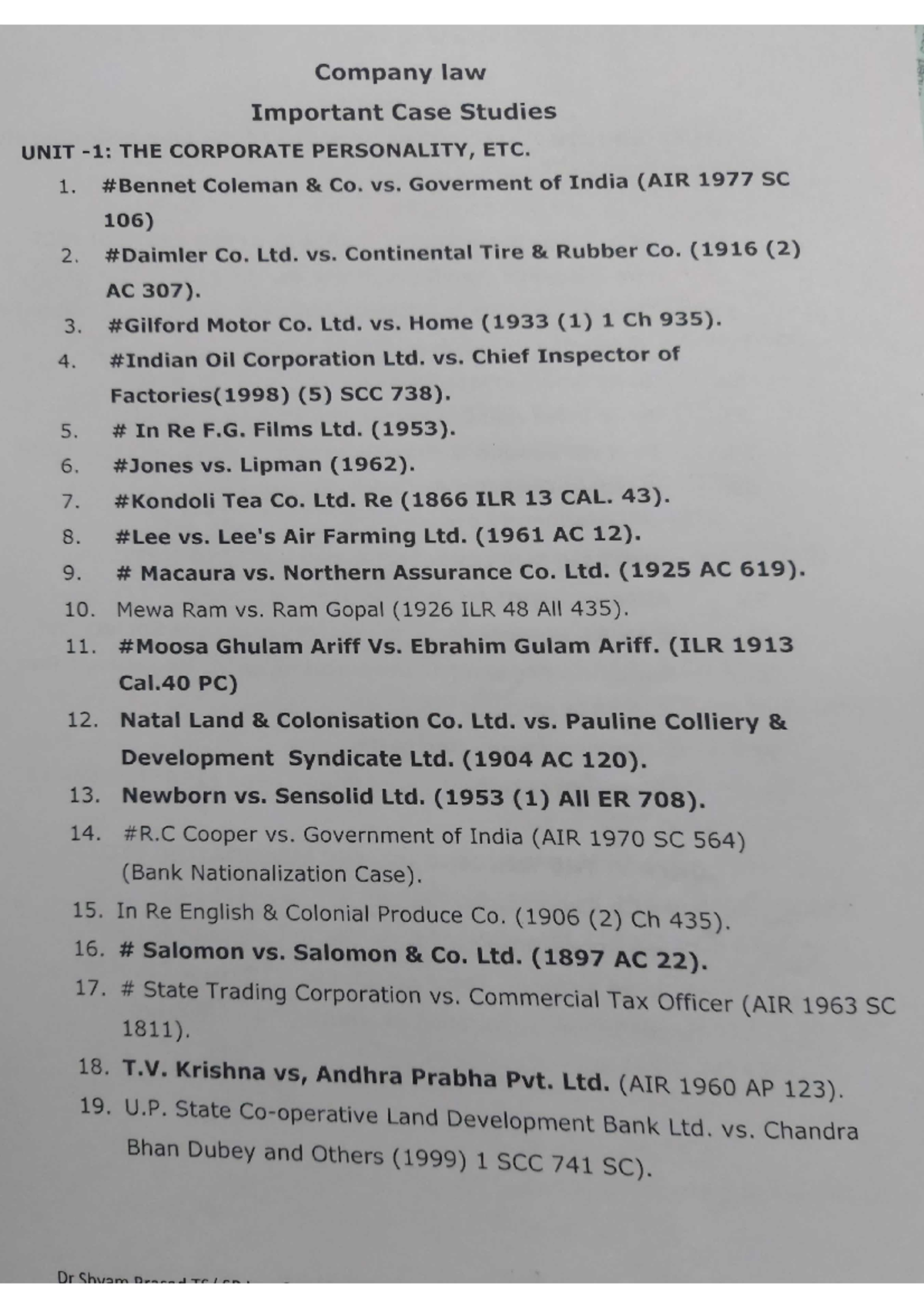 Company law Imp Case studies - Studocu