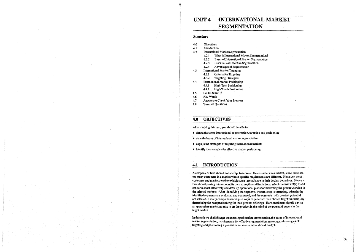 Unit-4 - Text Book - Chapter 4 - UNIT4 INTE IONAL MARKET SEGMENTATION ...