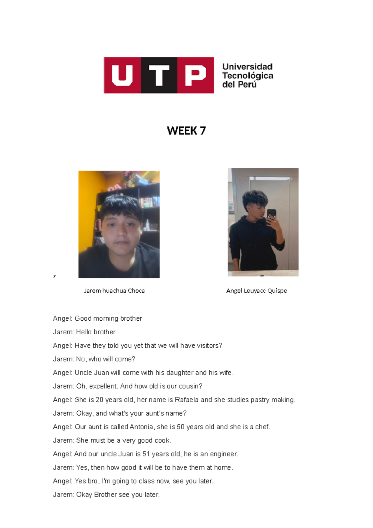 Week 7 - asfasfasf - WEEK 7 z Jarem huachua Choca Angel Leuyacc Quispe ...