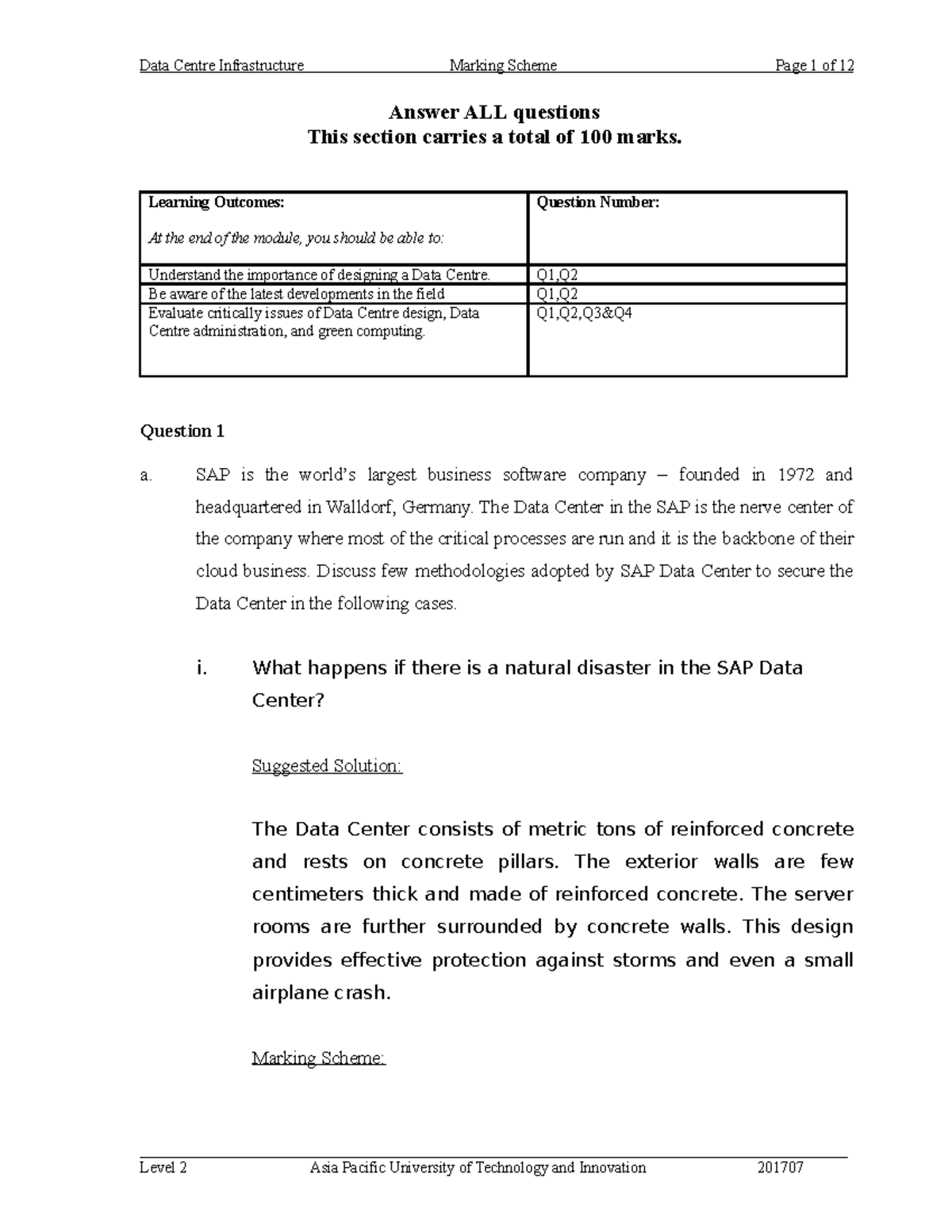 Sample DCI - sdfghjkl - Answer ALL questions This section carries a ...