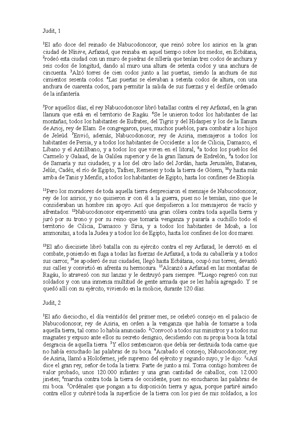 Judit 1 - Judit, 1 1 El año doce del reinado de Nabucodonosor, que ...