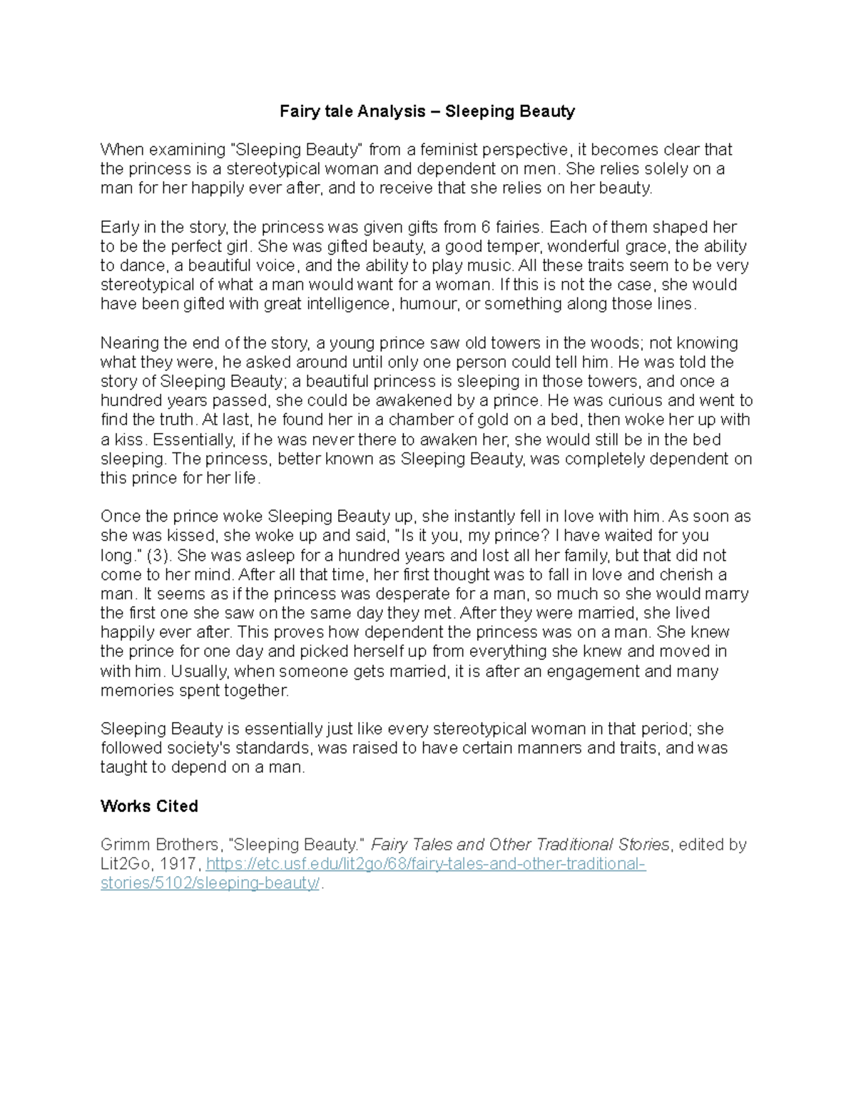 ENG4U-U1A4-Fairy tale Analysis - Fairy tale Analysis – Sleeping Beauty ...