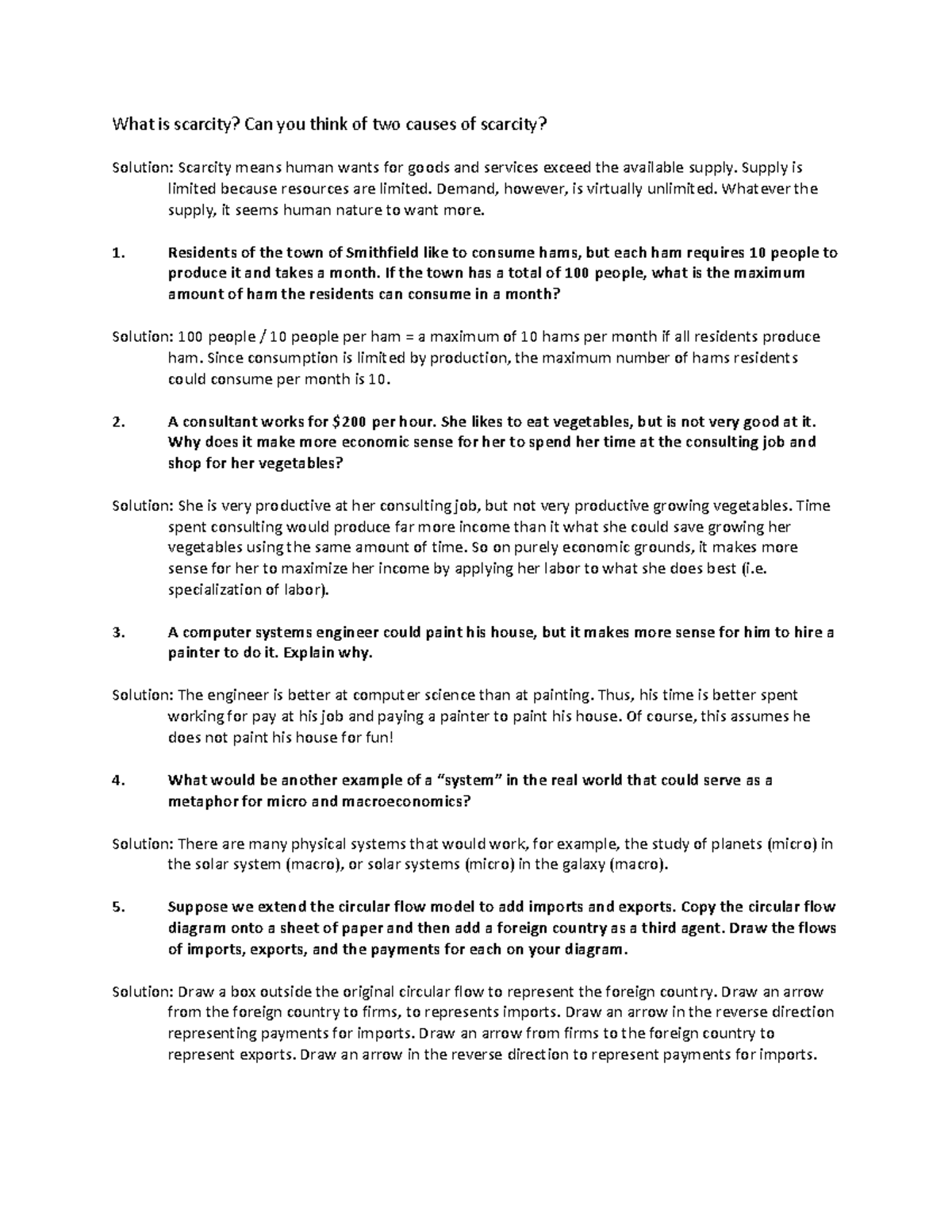 Econ 111 chapter one practice questions - What is scarcity? Can you ...