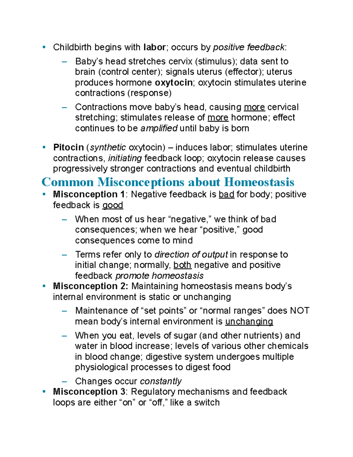 Childbirth, Pitocin, and Positive Feedback Loops - Childbirth begins ...