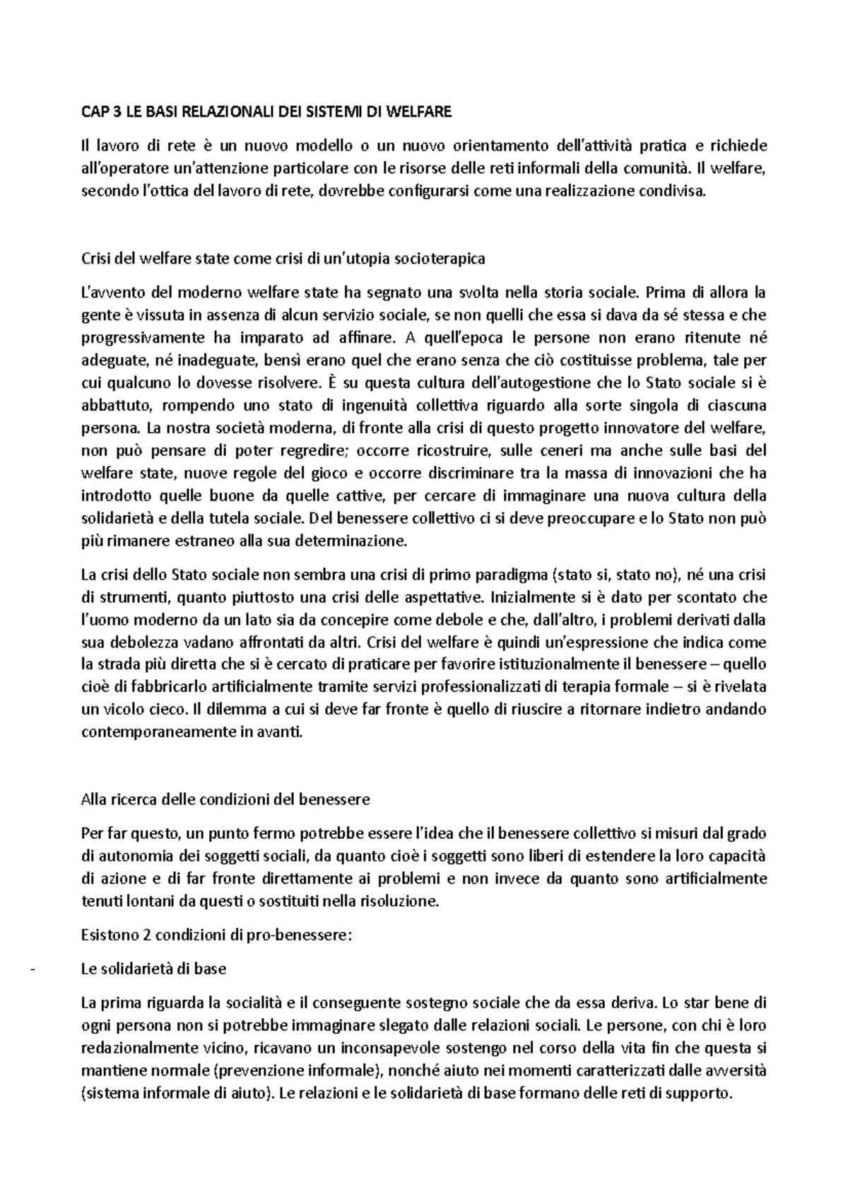 Riassunto scritti scelti cap 3 6 9 10 36 38 - CAP 3 LE BASI RELAZIONALI ...