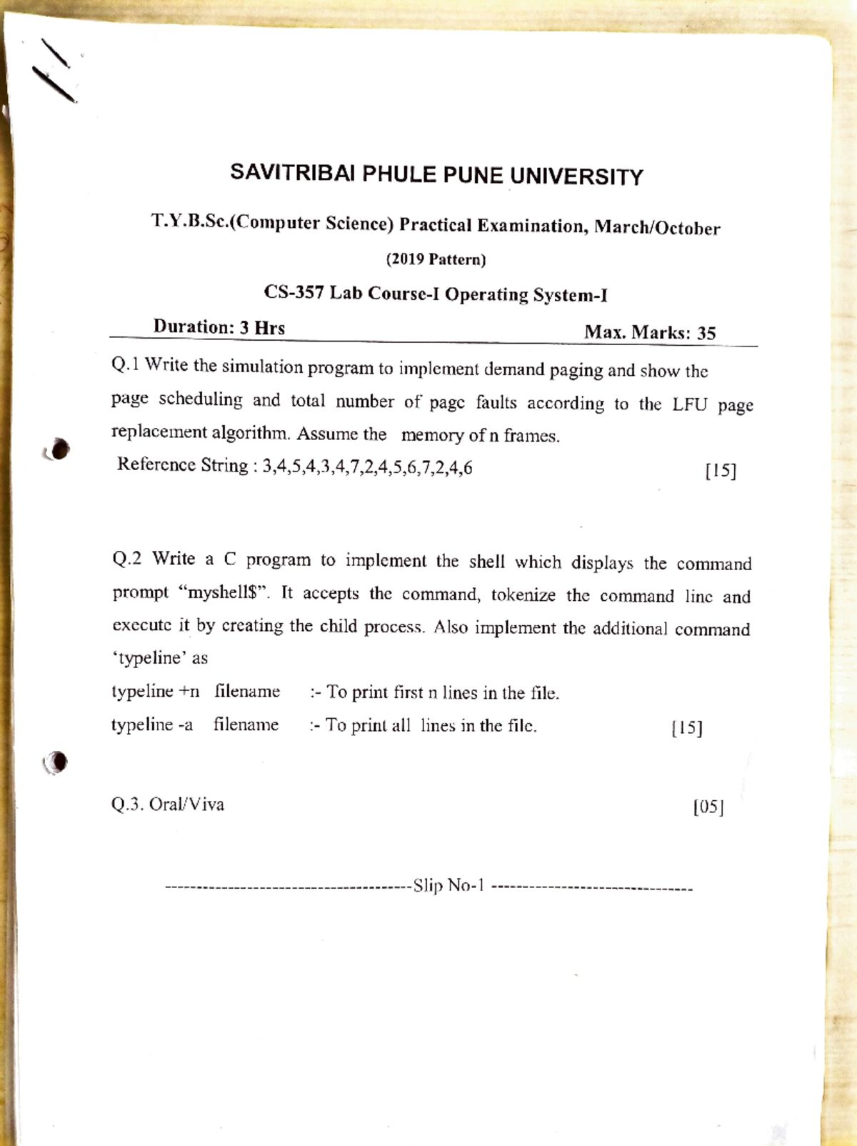 Os slips - SAVITRIBAI PHULE PUNE UNIVERSITY T.Y.B.(Computer Science ...