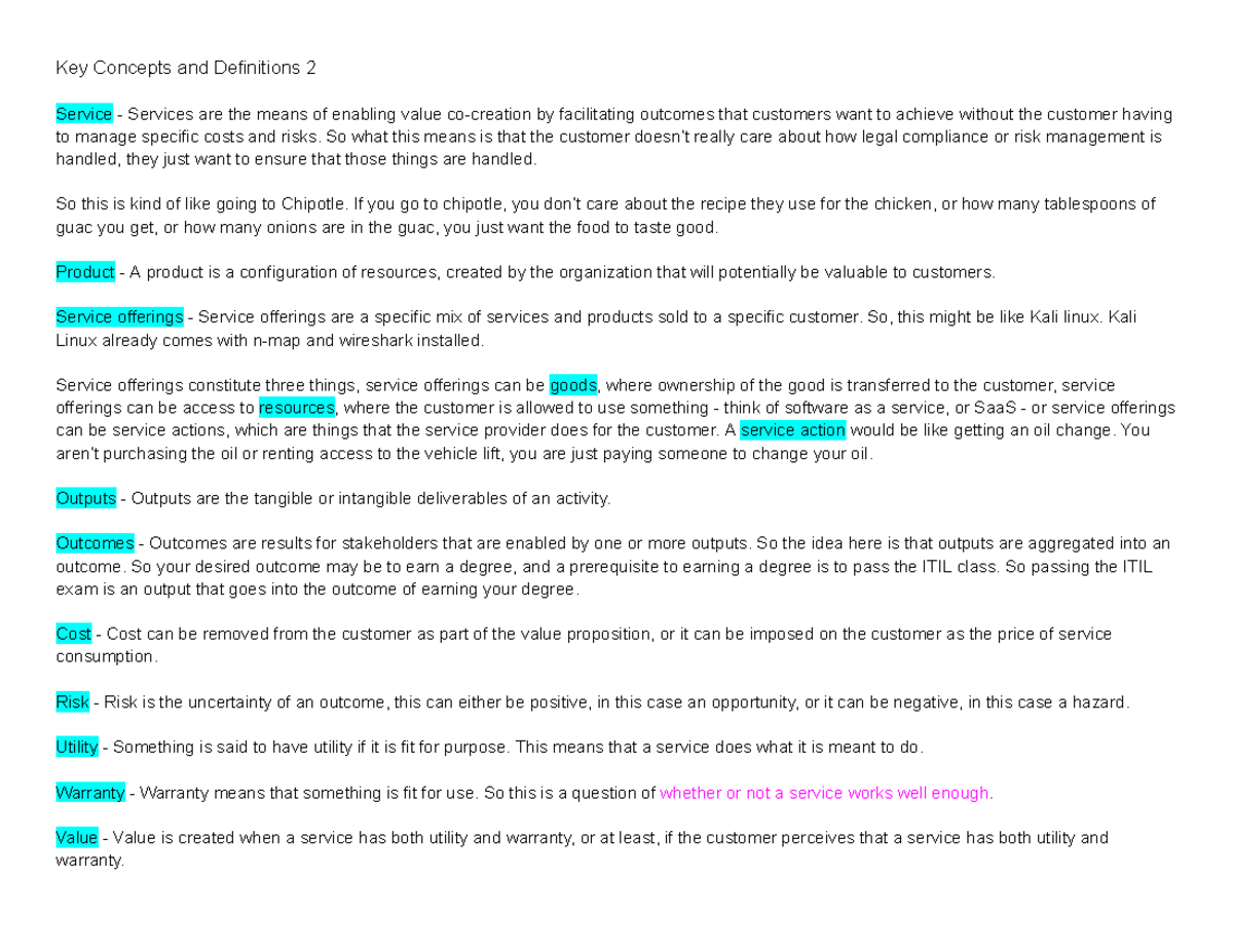 Key Concepts and Definitions 2 - So what this means is that the ...