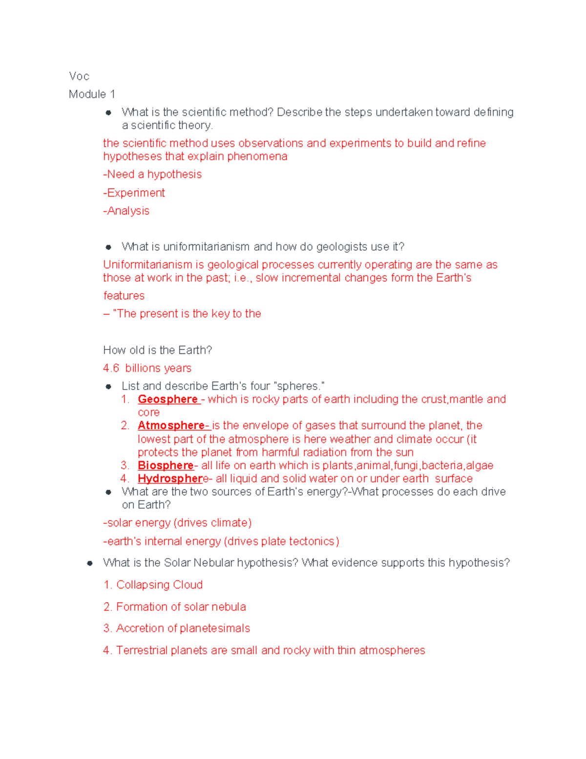 Geology Midterm - Voc Module 1 What is the scientific method? Describe ...