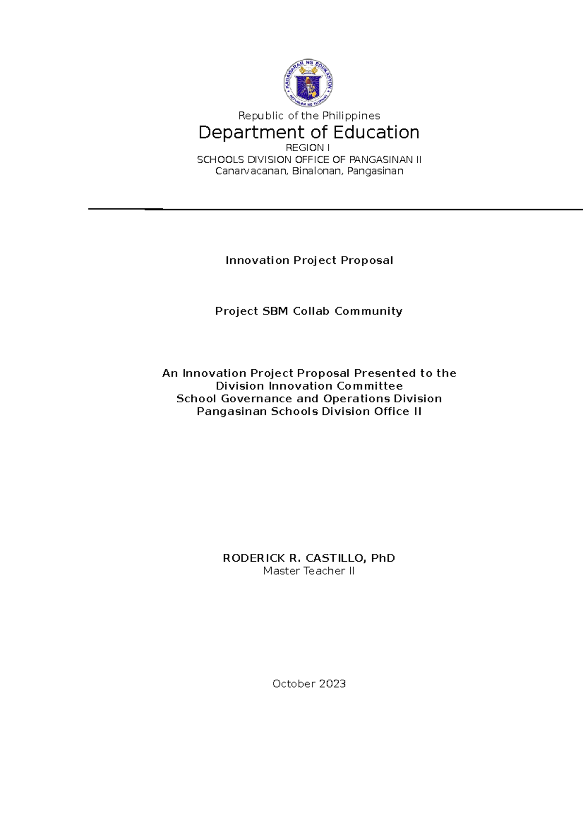 Innovation-ko on SBM hub revised - Republic of the Philippines ...