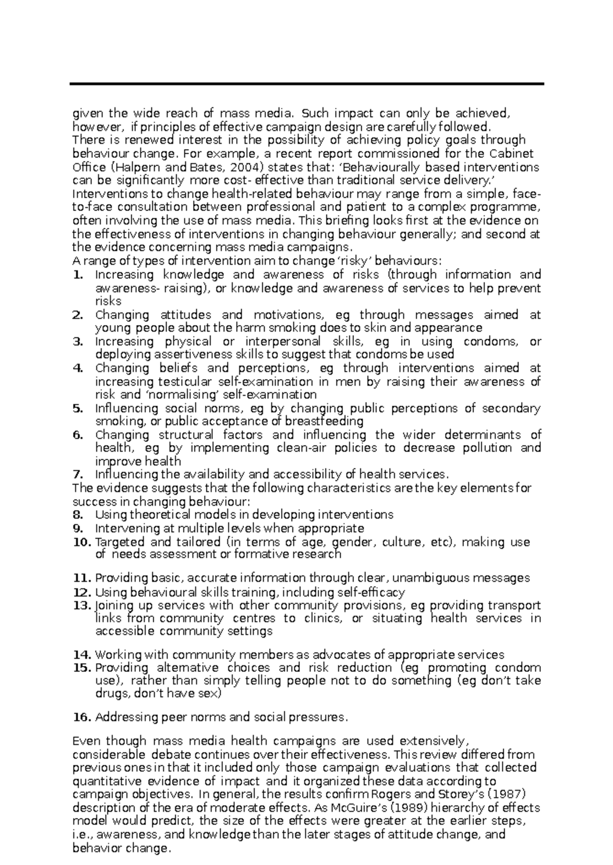 5 - The role of Mass Communication in Public Health - given the wide ...