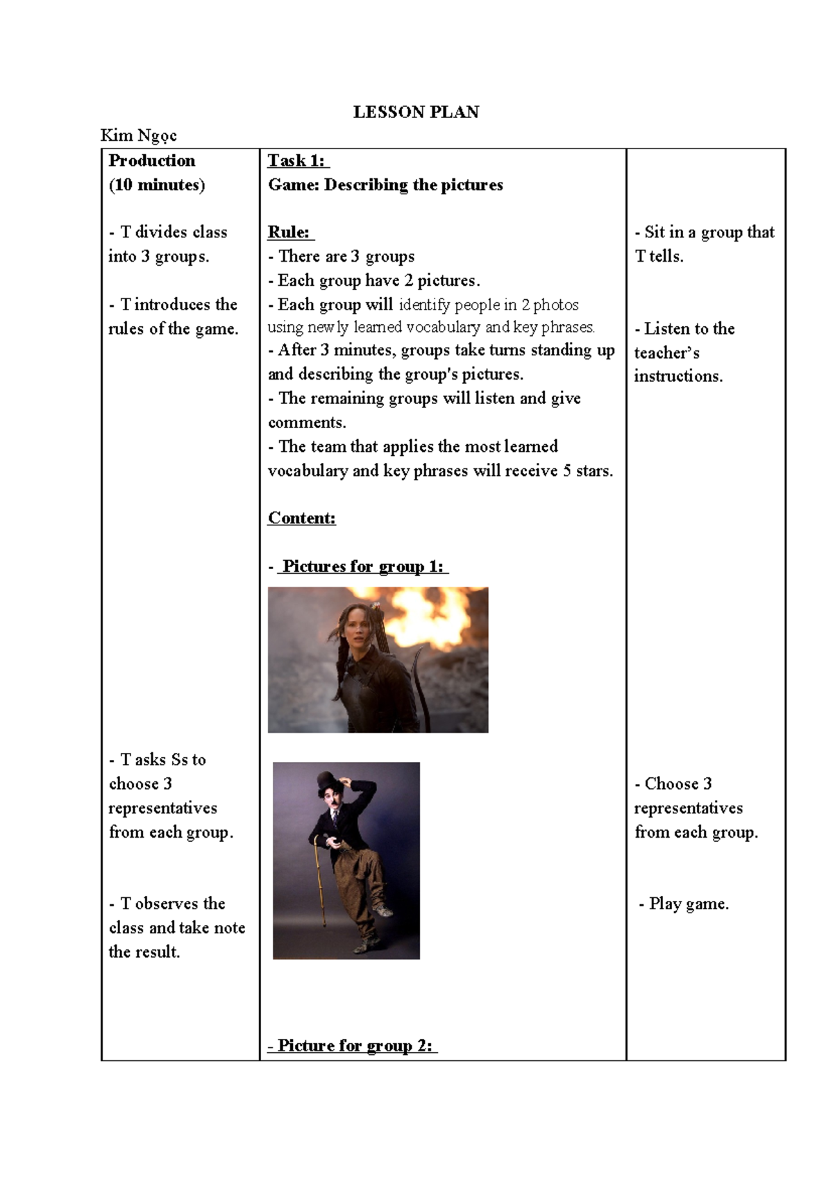 Lesson PLAN - Post Spe - LESSON PLAN Kim Ngọc Production ( 10 minutes ...