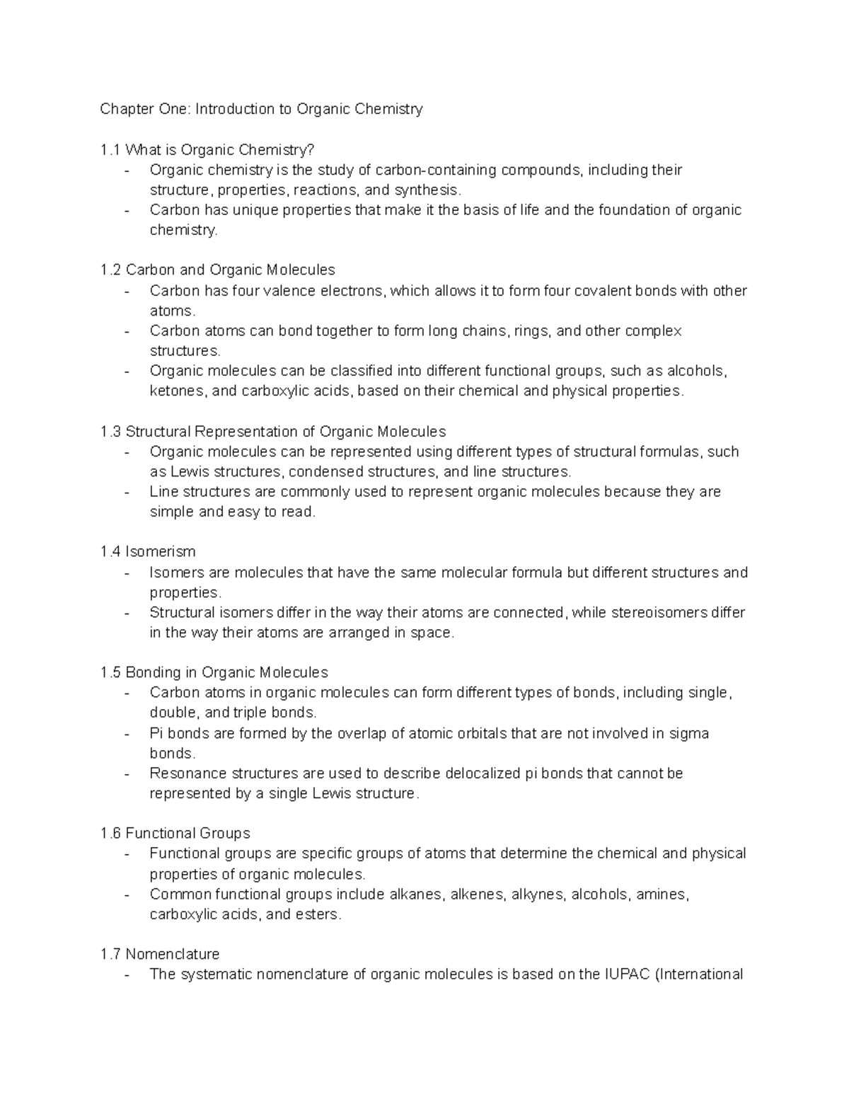 Chapter One: Introduction to Organic Chemistry - Carbon has unique ...
