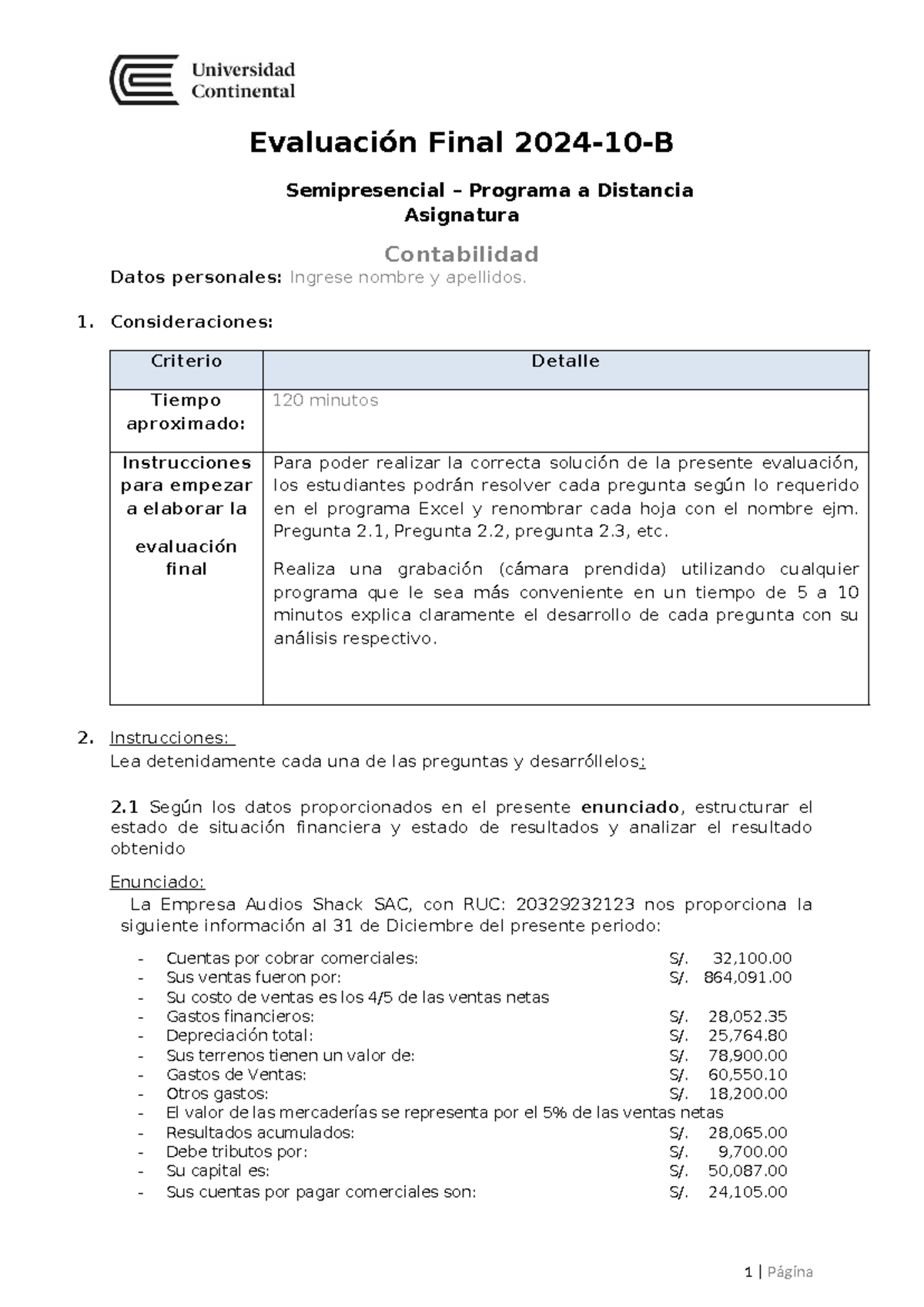 Evaluación Final Contabilidad - 2024-10 - Evaluación Final 2024-10-B Semipresencial – Programa a ...