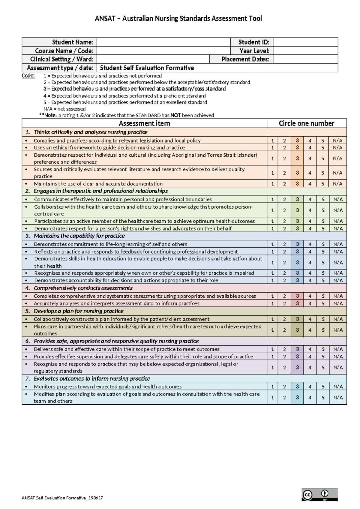 Ansat Student Self Evaluation Formative 2020 - ANSAT – Australian ...