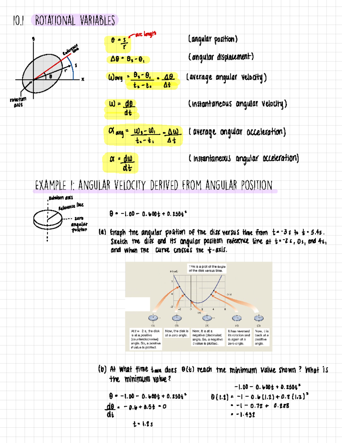 Chapter 10 Rotation - 10 Rotational variables Example 1: angular ...