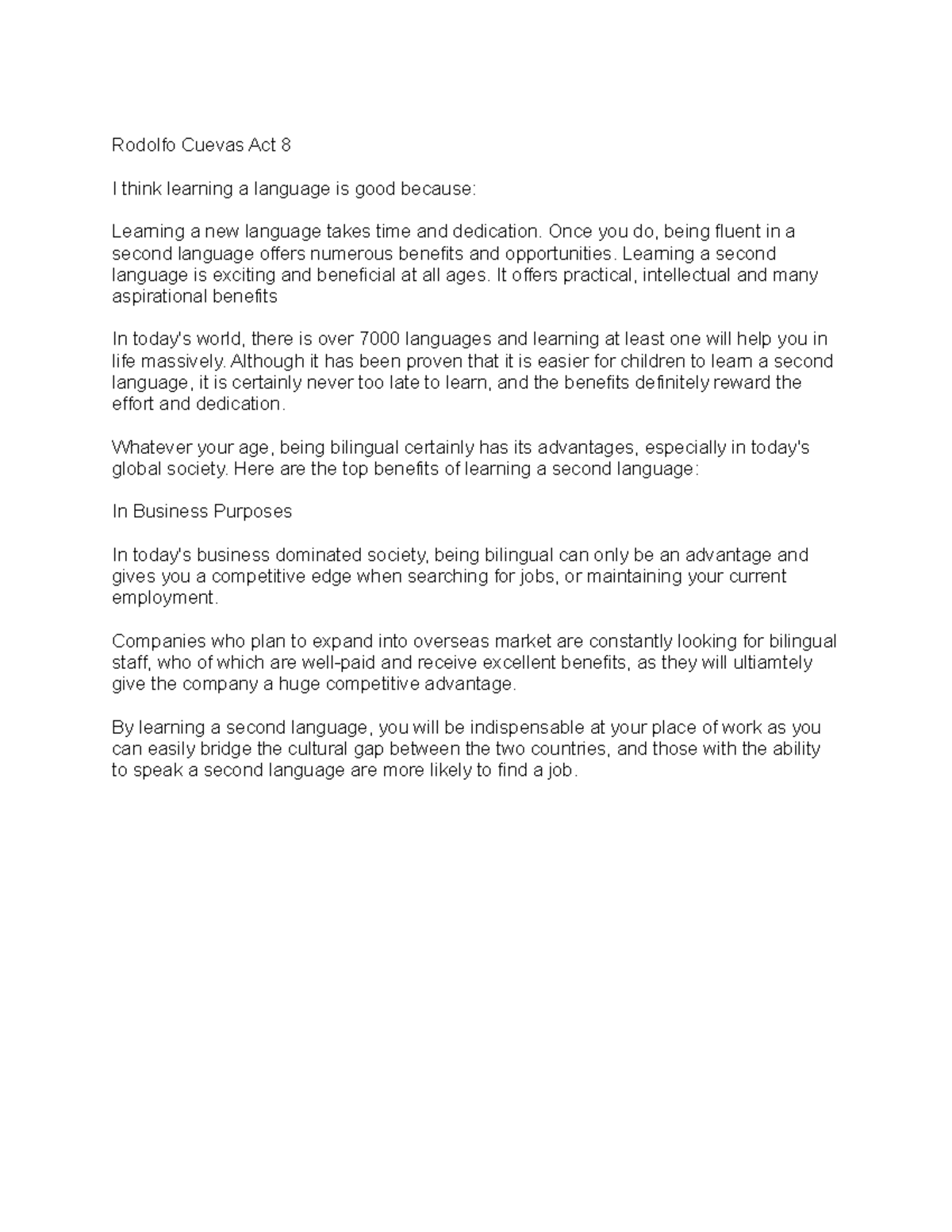 Rodolfo Cuevas Act 8 Globlal Culture 3 - Rodolfo Cuevas Act 8 I think ...