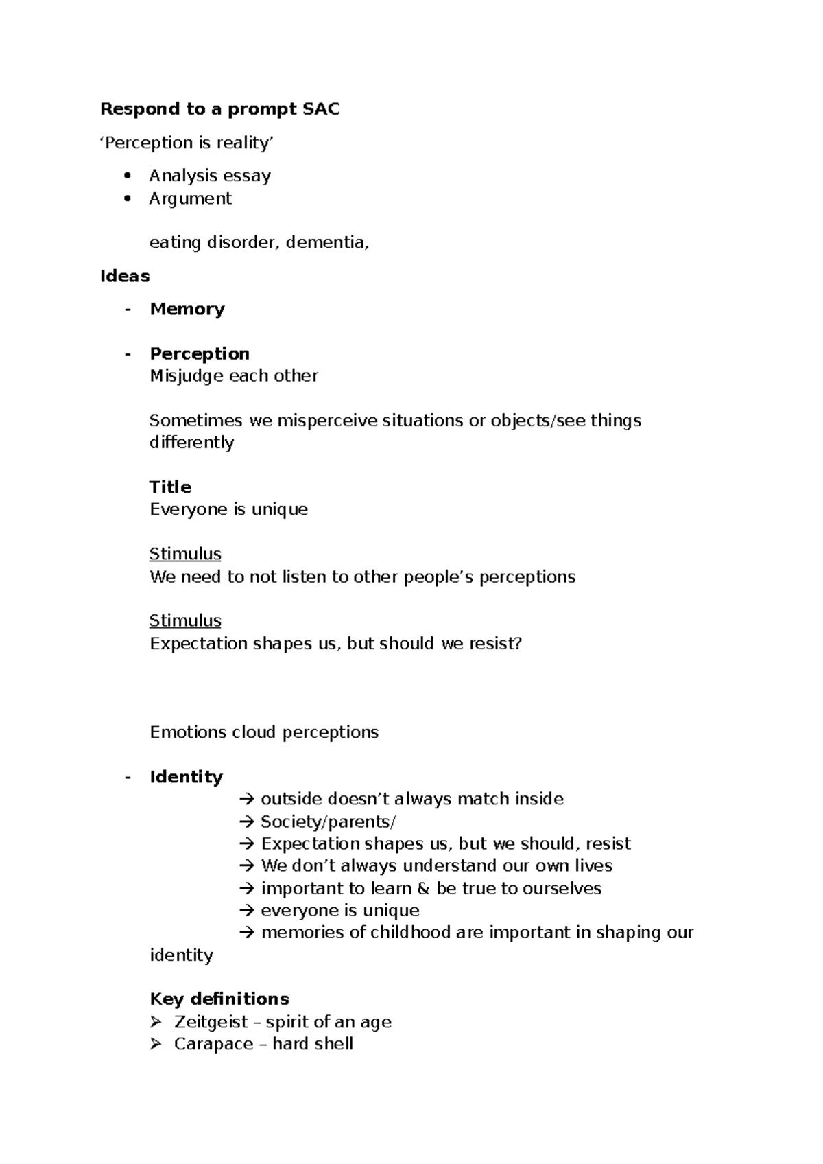 Respond to a prompt SAC - Creative writing - Respond to a prompt SAC ...