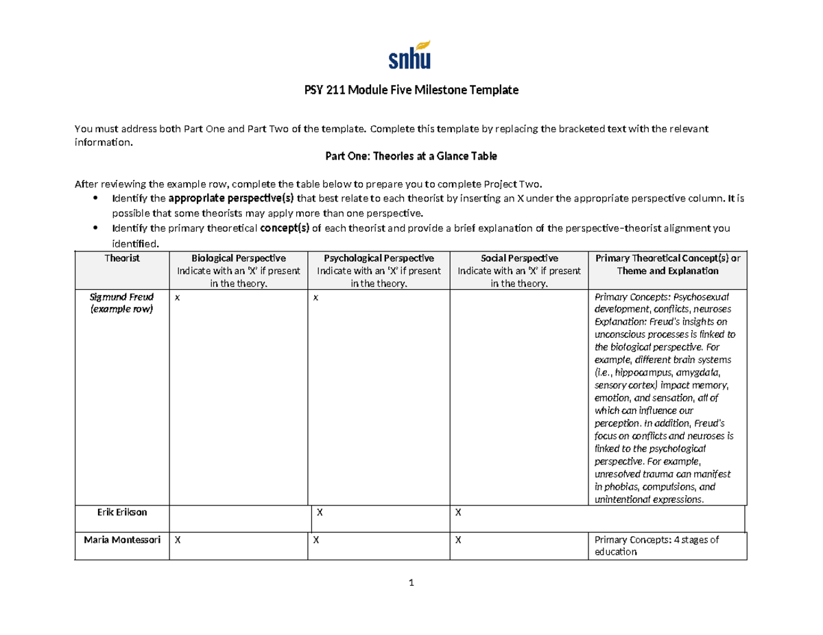 PSY 211 Module Five Milestone Complete - PSY 211 Module Five Milestone ...
