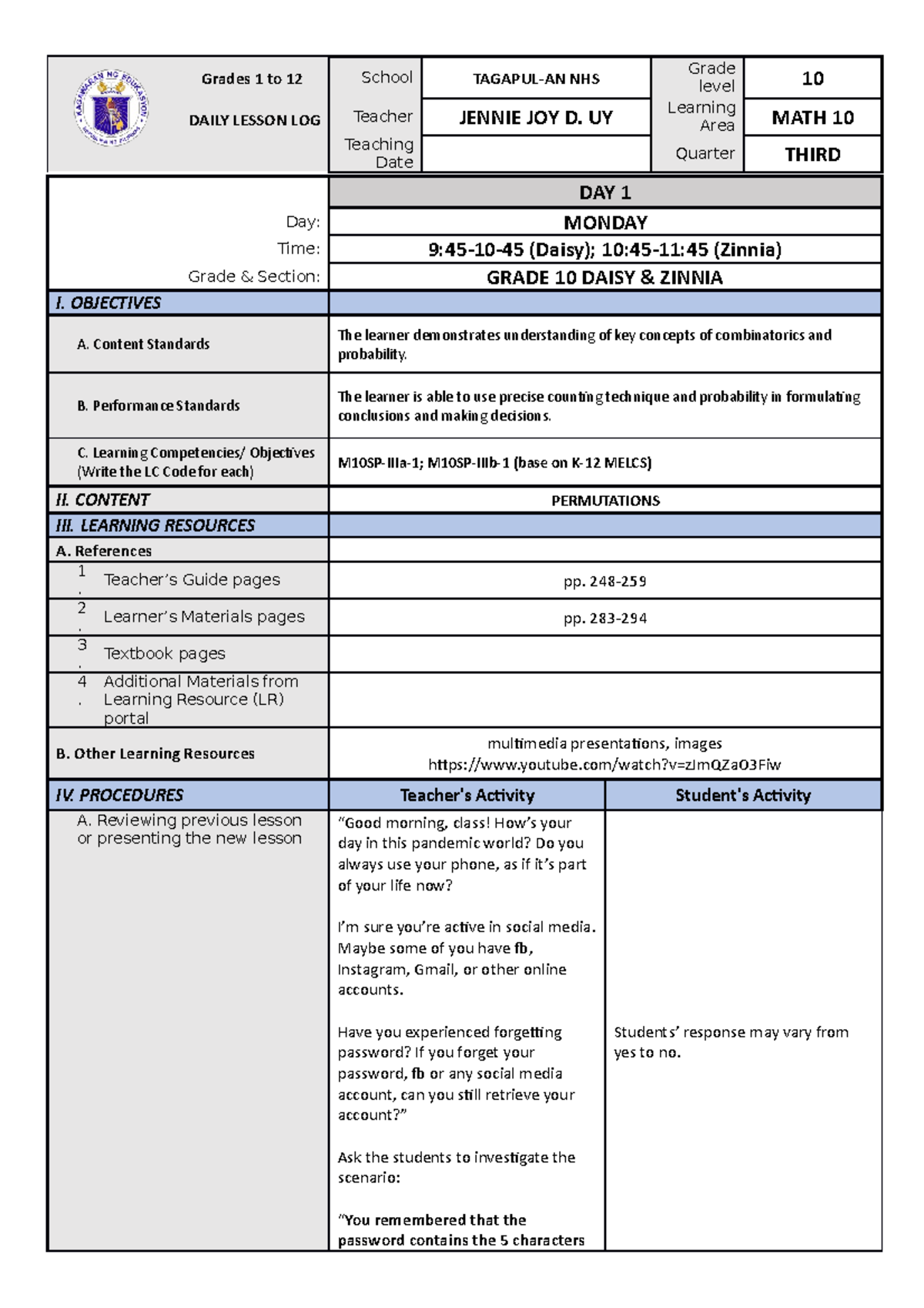 Sample English 10 Lesson Plan With Annotations Depart - vrogue.co Sample English 10 Lesson Plan With Annotations Depart - vrogue.co
