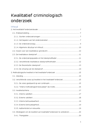 Kwalitatieve methoden en technieken in de criminologie- samenvatting ...