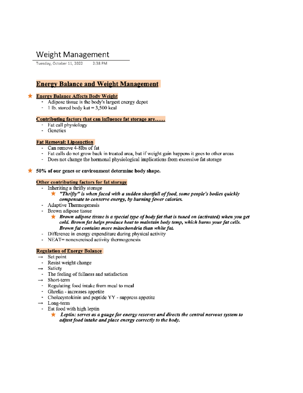 Weight Managment - NUTR 221CS - Studocu