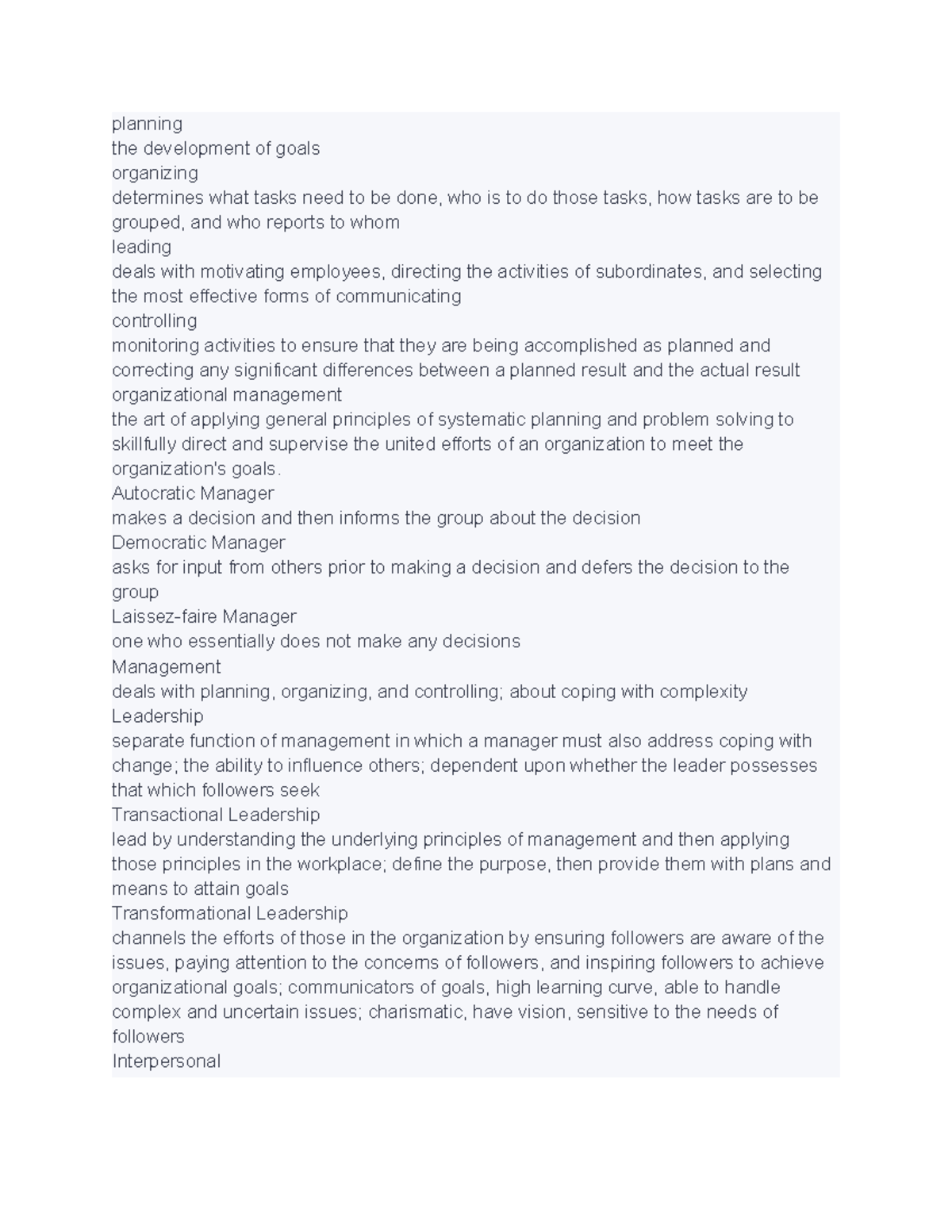 BUSI 310 (30) - Lecture Notes - planning the development of goals ...