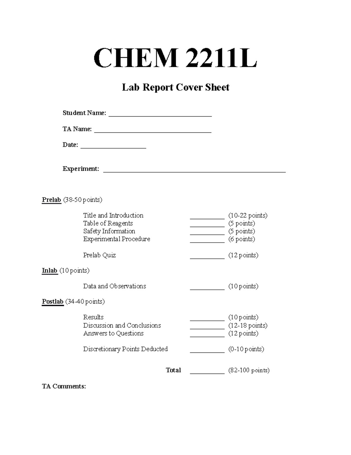 CHEM 2211L Lab Report - Experiment 2: Determining Solution Composition ...