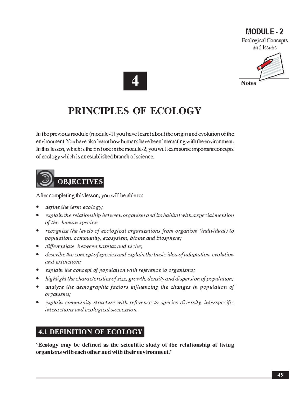 4 - notes for env sc - Principles of Ecology Notes MODULE - 2 ...