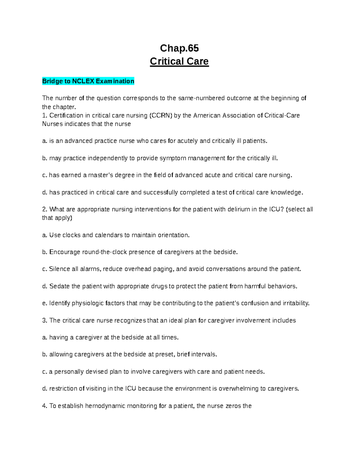Med. Surg.3 01 08 2024 - Google Docs - Chap. Critical Care Bridge to ...