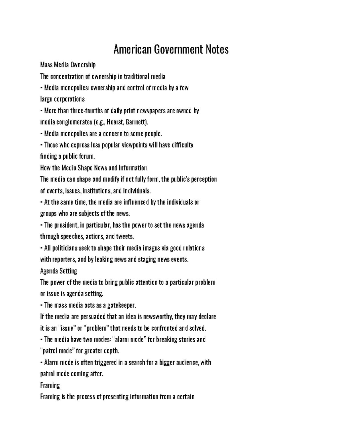 American Government Notes- The Media and Political Information pt. 2 ...