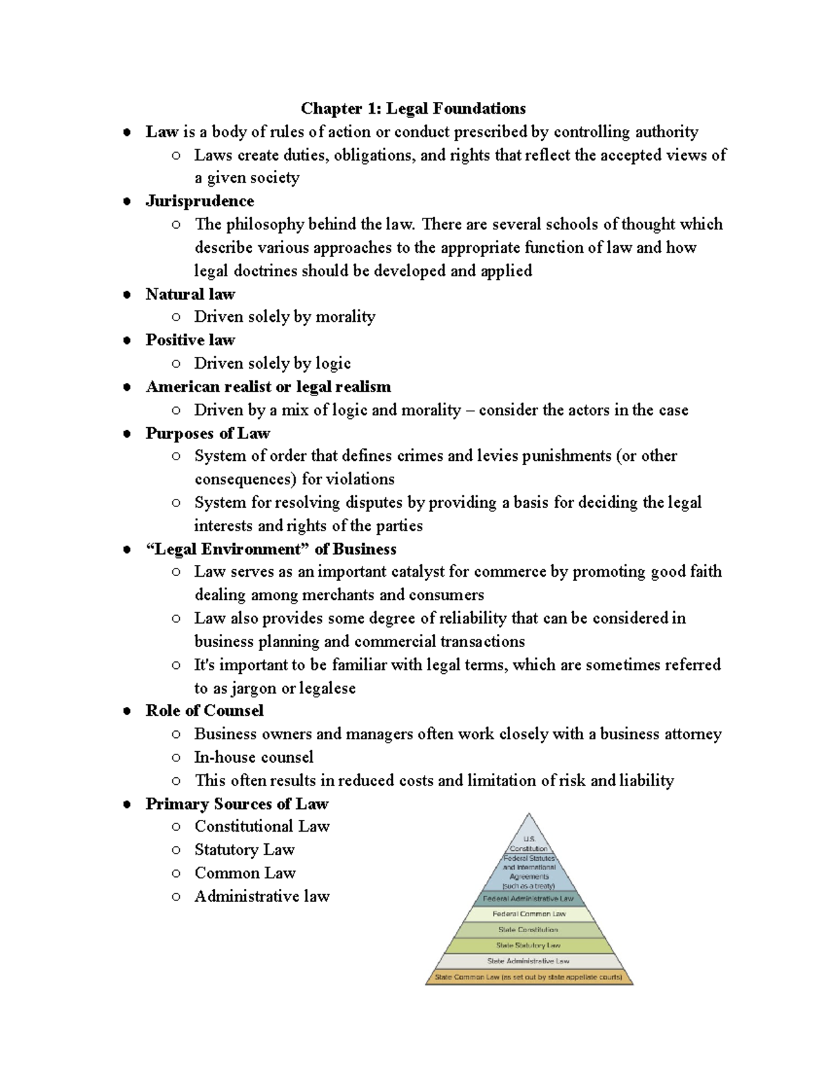 Legal studies notes Module - Chapter 1: Legal Foundations Law is a body ...