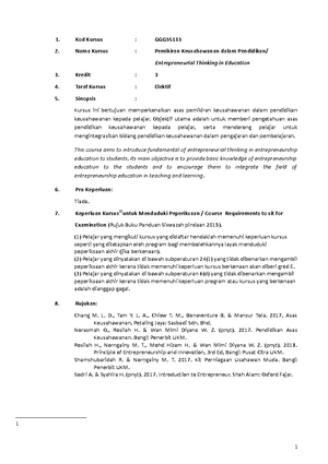 Pelan Tindakan Keusahawanan IPT Baharu - Ringkasan Eksekutif Pendidikan telah menjadi salah satu ...