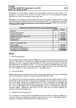CGT Examples Solutions - CAPITAL GAIN EXAMPLES DISCUSSION 8 MARCH 2023 ...