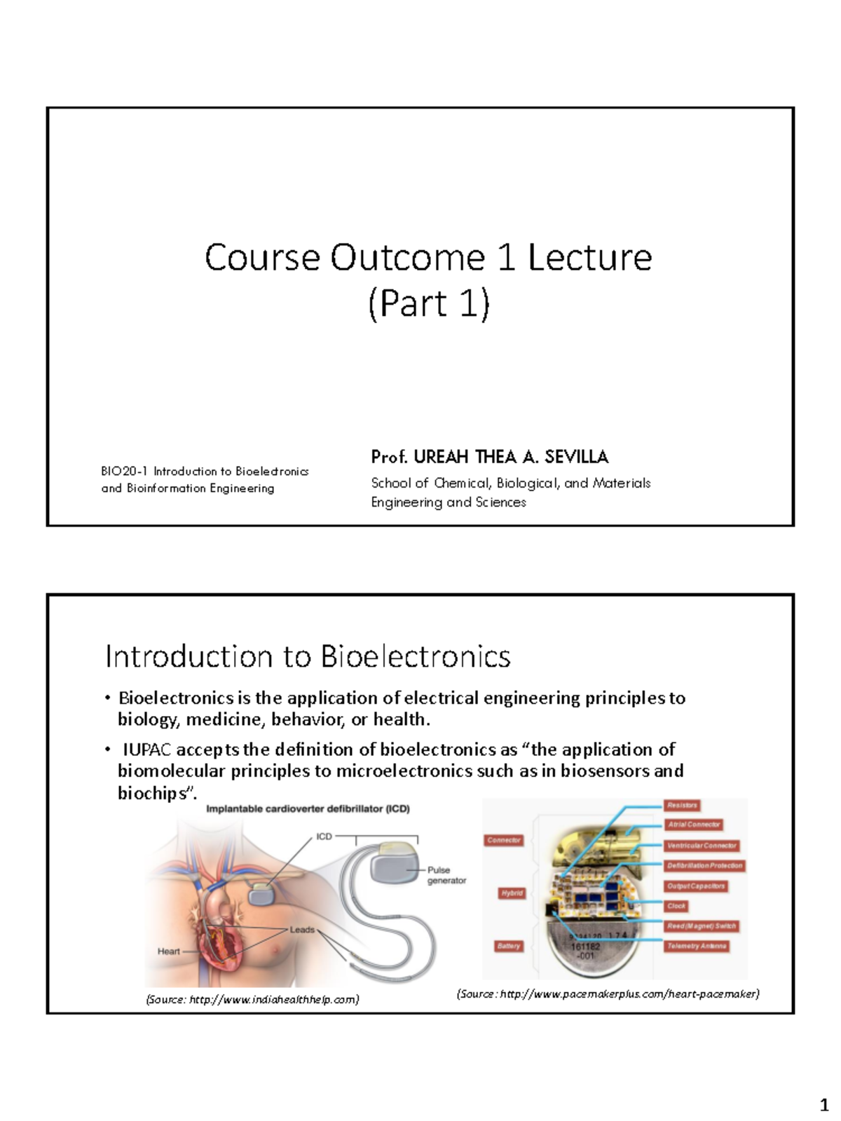 BIO20-1 Course Outcome 1 Lecture (Part 1) - Course Outcome 1 Lecture (Part 1) Prof. UREAH THEA A ...