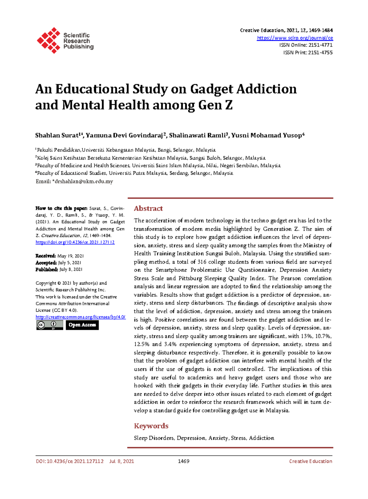 Ce 2021070716061334 - Creative Education, 2021, 12, 1469- scirp/journal ...