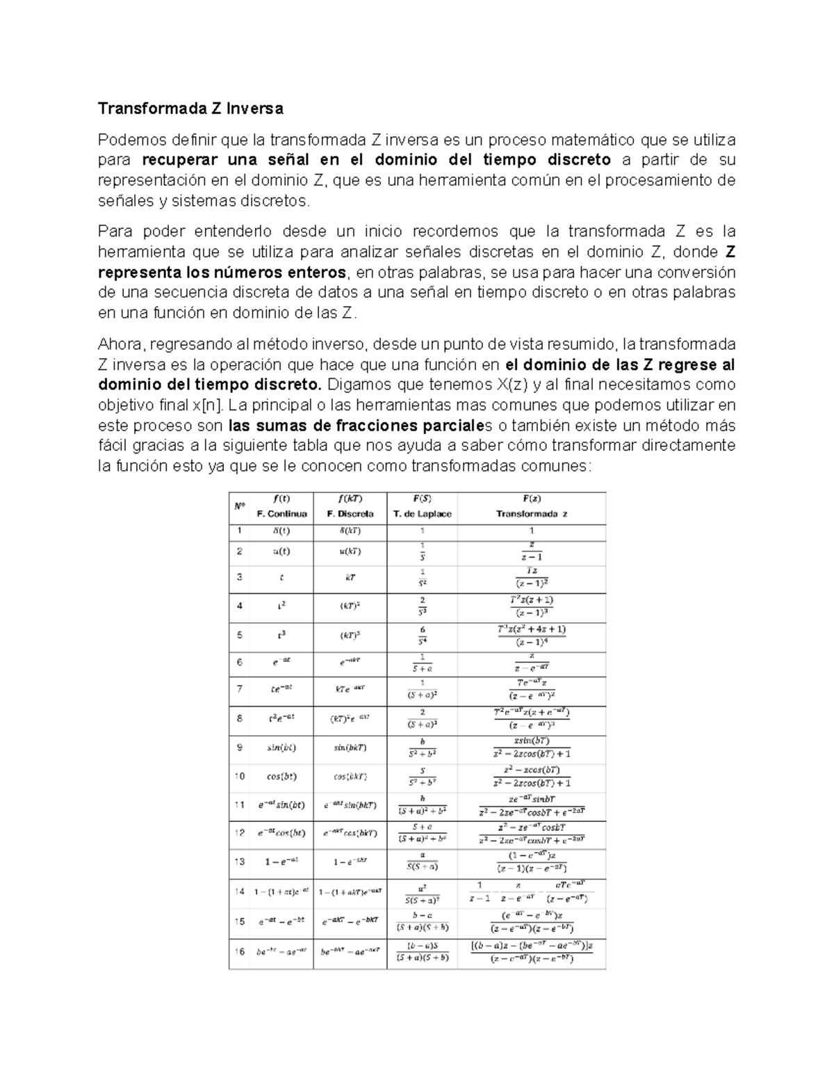 Transformada Z Inversa - Para poder entenderlo desde un inicio ...