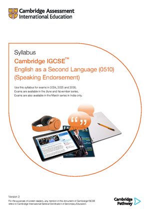 Cambridge Igcse English FL 0500 2023 - Version 1 Syllabus Cambridge IGCSE ™ First Language ...