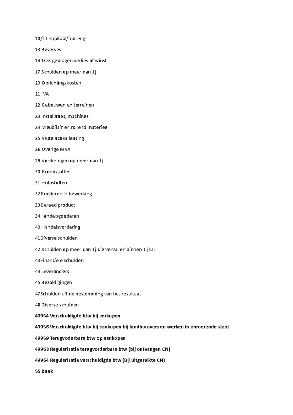 Alle rekeningnummers - Alle nummers - 10/11 kapitaal/inbreng 13 ...