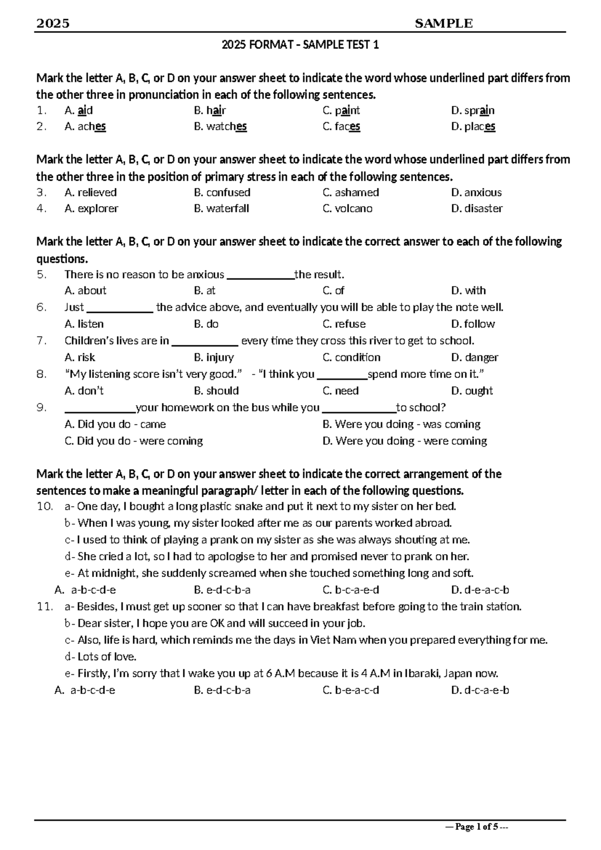 Test 1 2025 format - good luck - FORMAT TEST 1 2025 FORMAT - SAMPLE ...