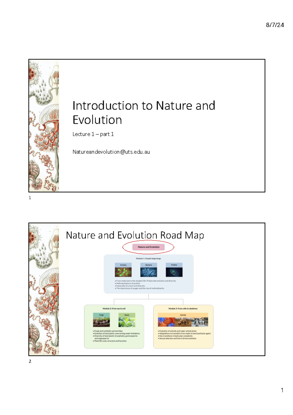 Lecture 1 Part1 Introduction to Nature and Evolution AG - Introduction ...
