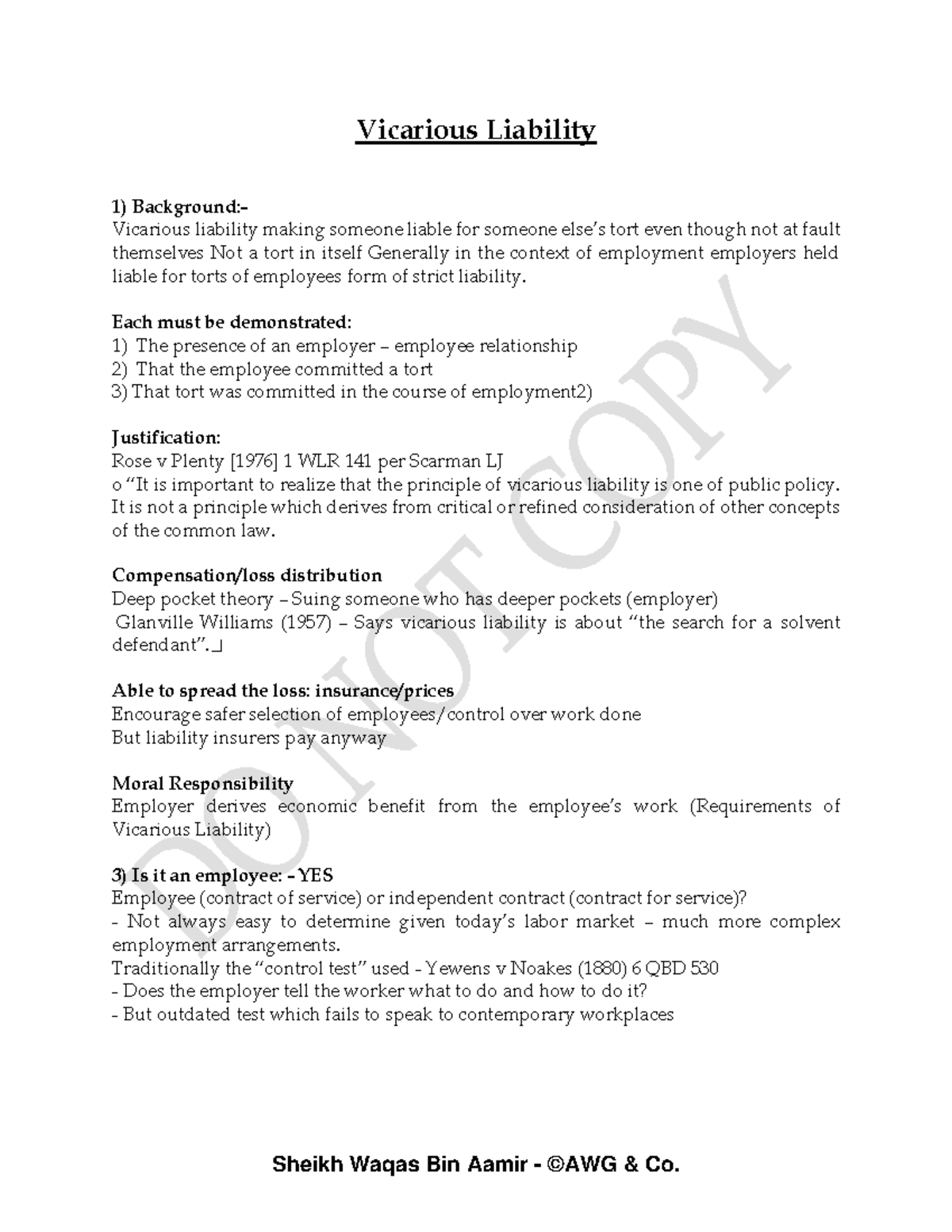 Vicarious Laibility - law - Vicarious Liability Background:- Vicarious ...