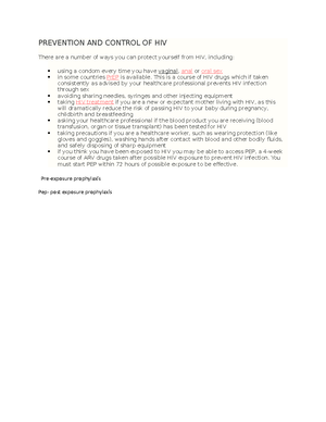 HIV AIDS Notes - MURANG’A UNIVERSITY OF TECHNOLOGY UNIT: HIV/AIDS This ...