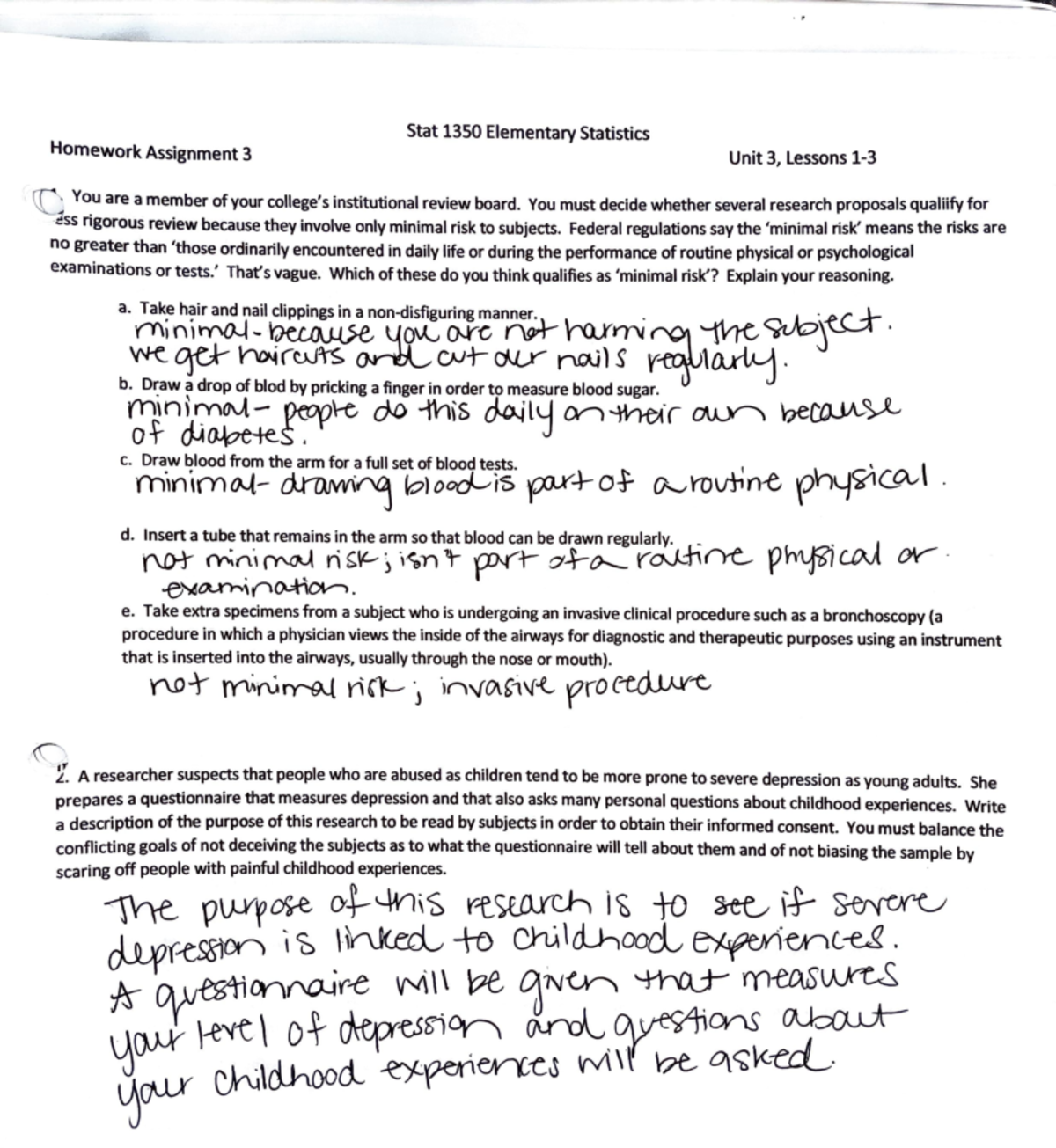 Stats Hw 3 Homework Assignment Homework Assignment 3 Unit 3 Lessons 1 [ Yu Are A Member