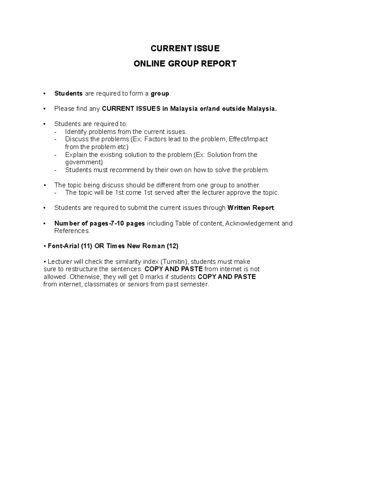 Assignment 1 (current issue) - CURRENT ISSUE ONLINE GROUP REPORT ...